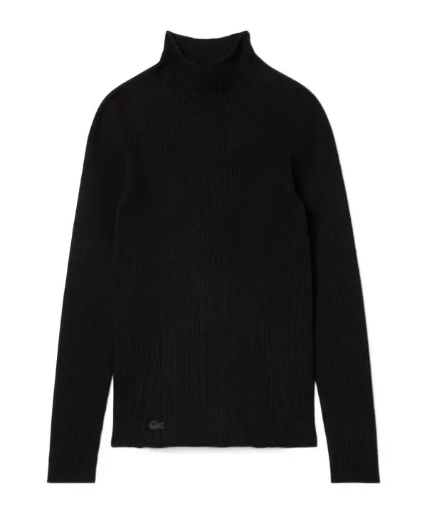 Lacoste Ribbed Mockneck Knit Sweater