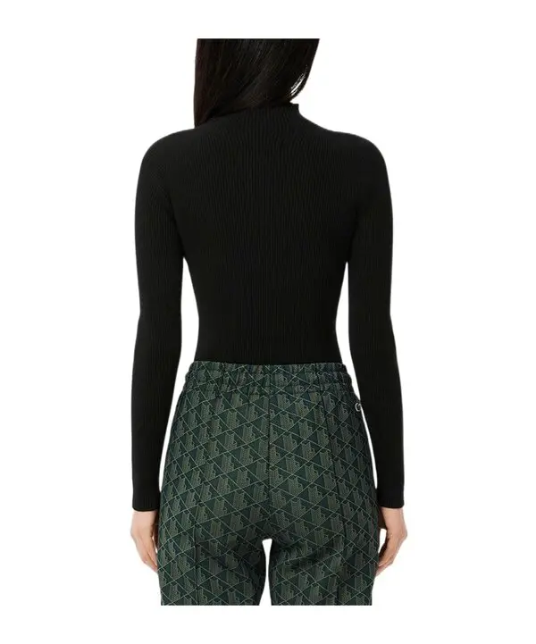 Lacoste Ribbed Mockneck Knit Sweater