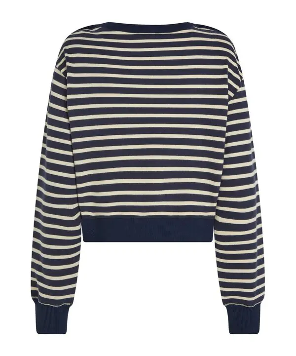 Tommy Hilfiger Striped Cropped Crewneck Sweatshirt