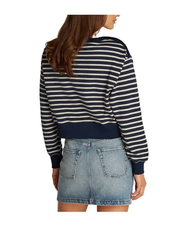 Tommy Hilfiger Striped Cropped Crewneck Sweatshirt