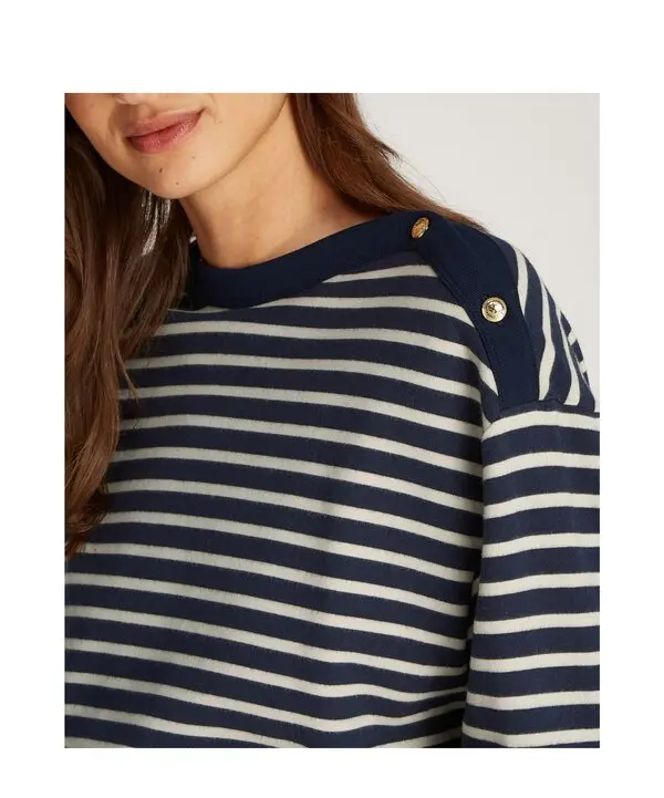 Tommy Hilfiger Striped Cropped Crewneck Sweatshirt