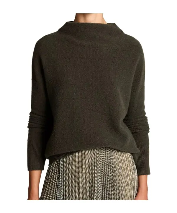 Vince Plush Cashmere Funnel-neck Sweater - Deep Moss