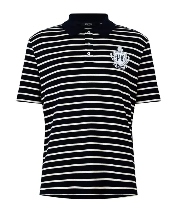 Balmain Striped Shortsleeve Polo