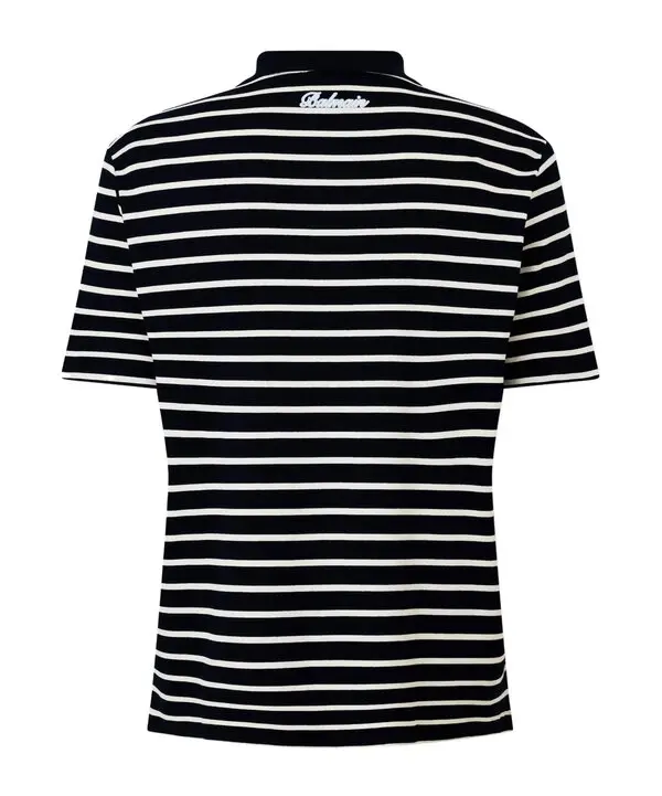 Balmain Striped Shortsleeve Polo