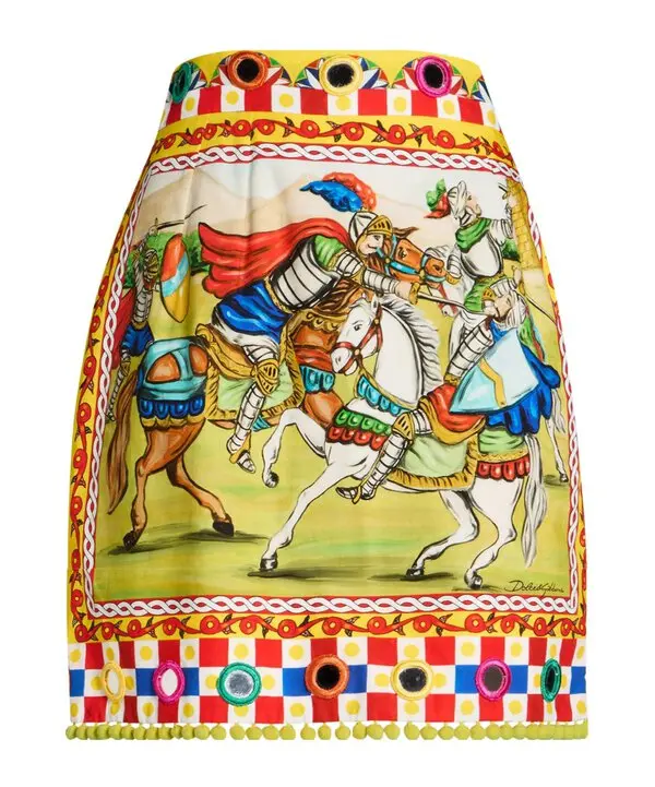 Dolce & Gabbana Embellished Patchwork Mini Skirt - Yellow
