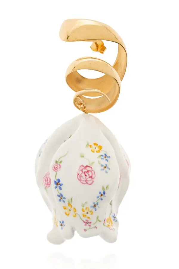 Chloé Bloomcraft Porcelain Floral Motif Drop Earrings - Gold