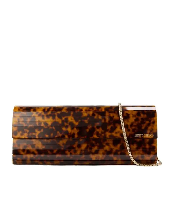 JIMMY CHOO Tortoiseshellprint Hardcase Chain Clutch - Brown