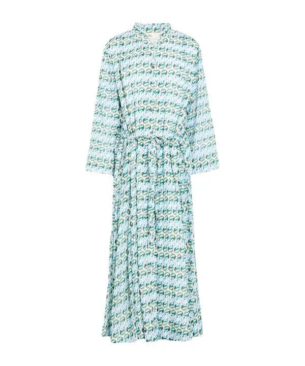 Tory Burch Colorful Satin Long-sleeve Shirt Dress