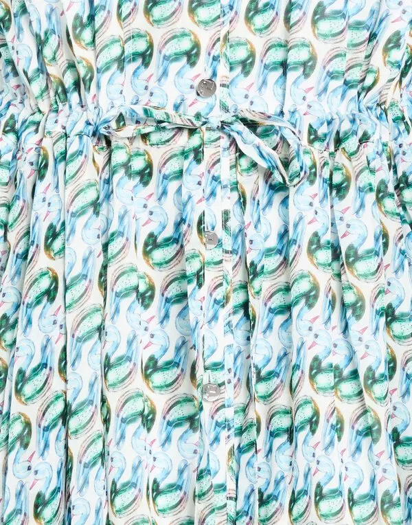 Tory Burch Colorful Satin Long-sleeve Shirt Dress