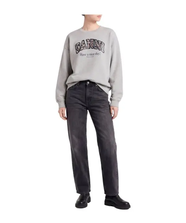 GANNI Solid-color Printed Sweatshirt