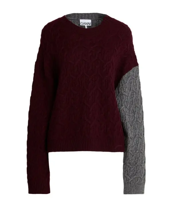 GANNI Two-tone Thick Knit Long-sleeve Top - Brown