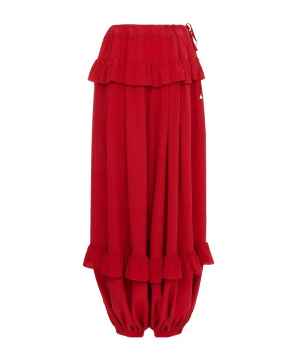 Chloé Fluid Ruffled Silk Jacquard Pants