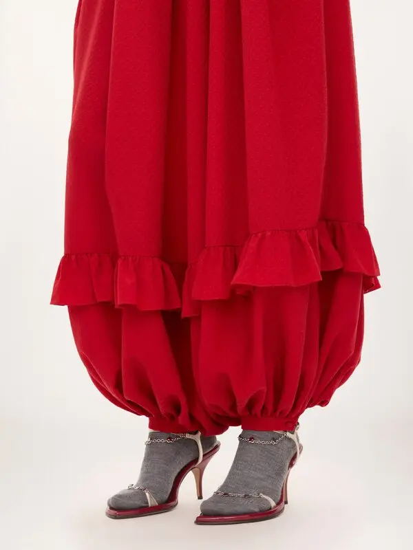 Chloé Fluid Ruffled Silk Jacquard Pants