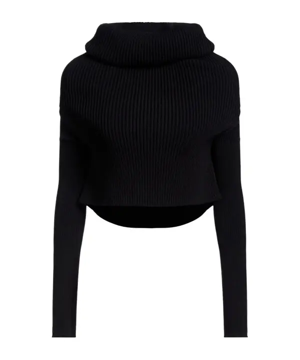 Rick Owens Solid-color Wool Turtleneck Cropped Sweater