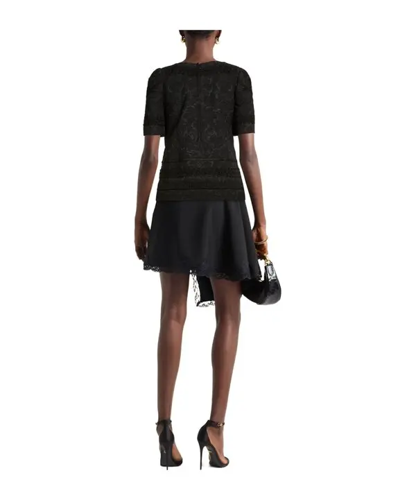 Dolce & Gabbana Solid-color Jacquard Short-sleeve Top