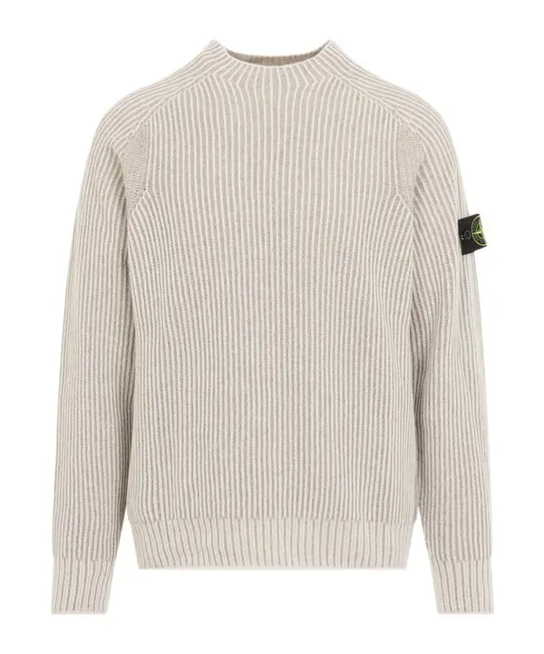 Stone Island Long-sleeved Ribbed Sweater - Ivory