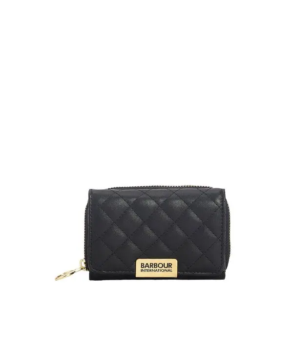 Barbour Quilted Short Wallet, Ziparound Closure - Black