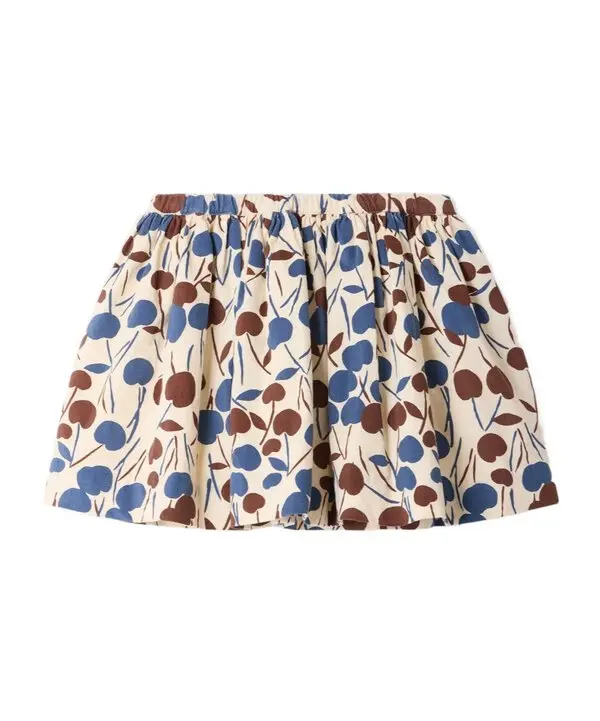 Bonpoint Suzon Skirt In Printed Velvet And Organic Cotton - Hazelnut Printing