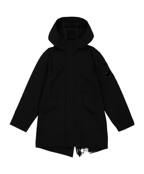 C.P. COMPANY Hooded Midlength Coat - Black