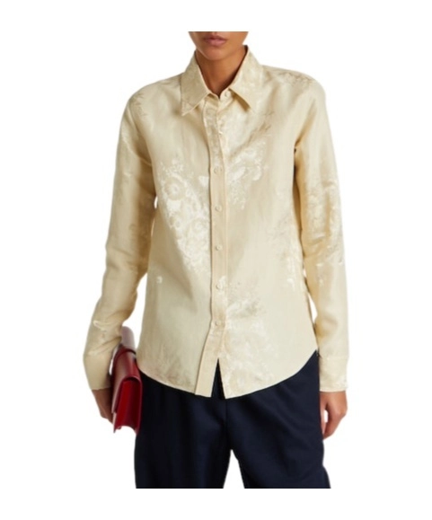 JIL SANDER Floral Jacquard Linen-blend Shirt