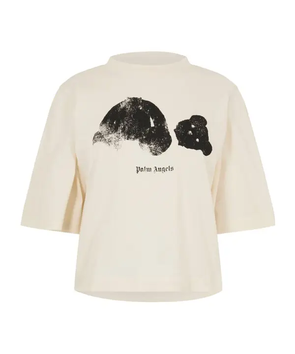 Palm Angels Crewneck Cropped Top - White