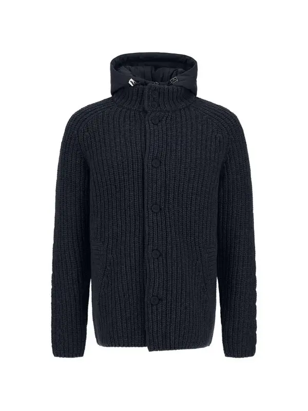 Herno Coarse-ribbed Knit Cotton Garment - Navy Blue