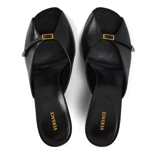 Versace Solid Color Heeled Mules