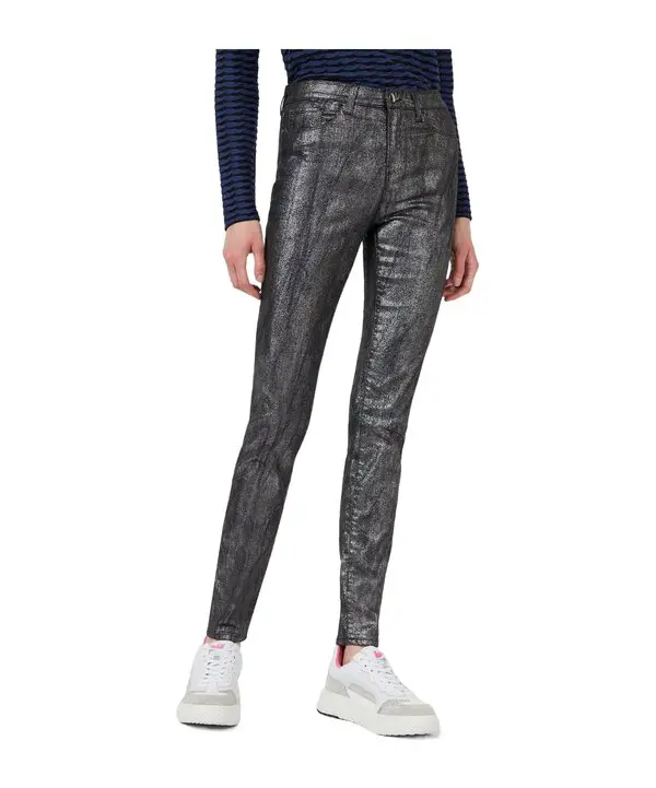 Emporio Armani Metallic Coated Skinny Trousers