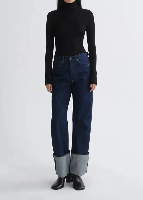 AGOLDE Ribbed Turtleneck Longsleeve Top - Black