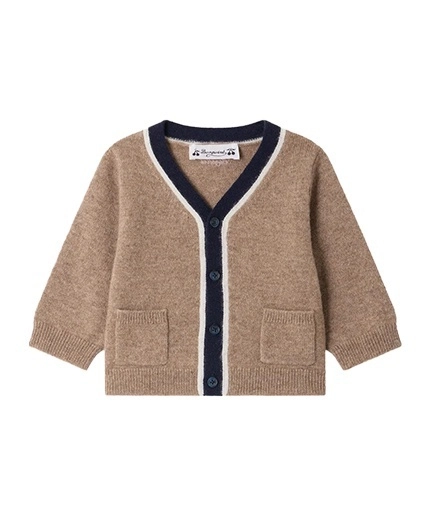 Bonpoint V-neck Cardigan With Trim - Praline