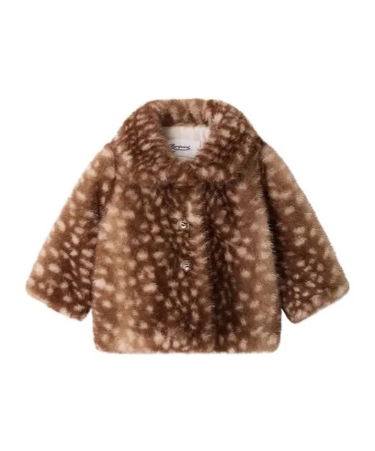 Bonpoint Fawn-print Faux-fur Coat - Caramel