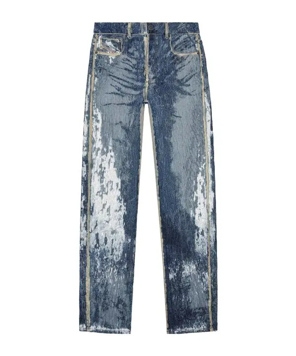 DIESEL® Vintage Printed Straight Leg Jeans - Blue