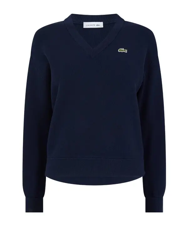 Lacoste V-neck Knit Top - Blue