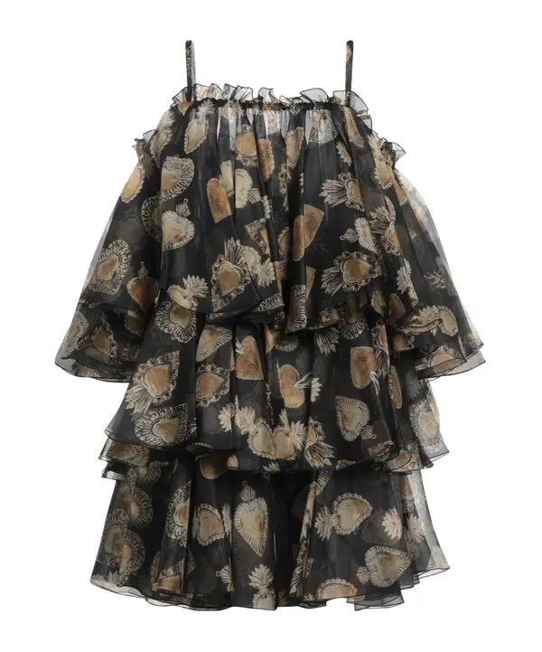Dolce & Gabbana Tiered Ruffled Cold Shoulder Dress