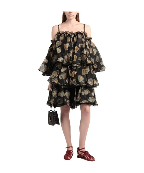 Dolce & Gabbana Tiered Ruffled Cold Shoulder Dress