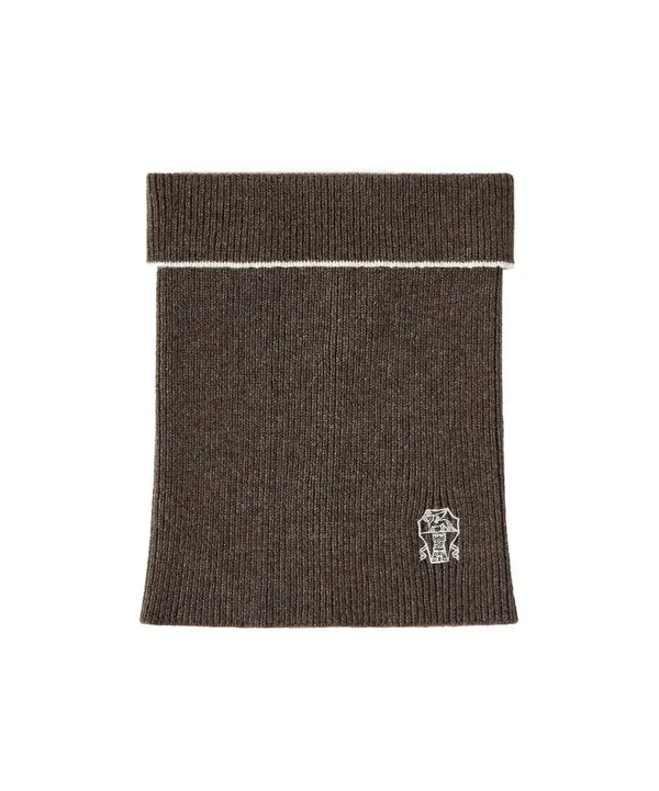 Brunello Cucinelli Ribbed Logo-embroidered Neck Warmer - Brown