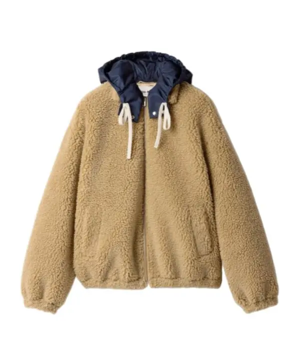 Miu Miu Fleece Hooded Blouson Jacket - Nude