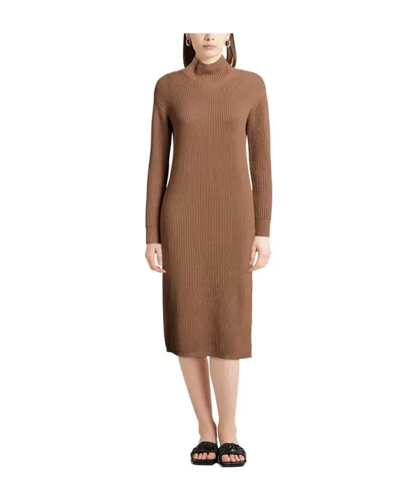 Max Mara Solid-color Turtleneck Long-sleeve Knit Dress