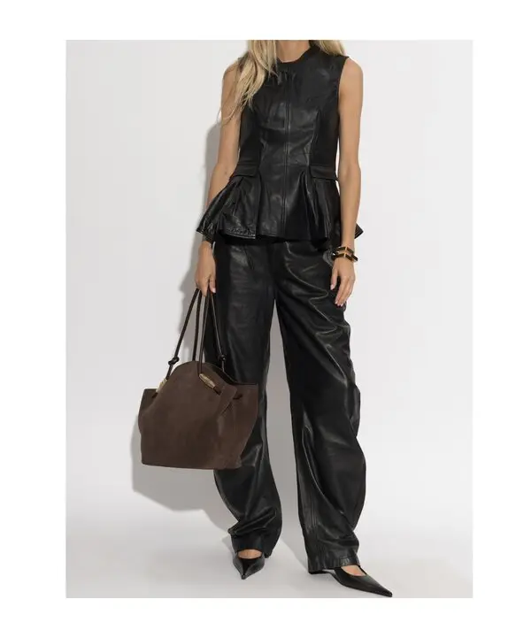 ROTATE BY BIRGER CHRISTENSEN Barrel-leg Leather Pants