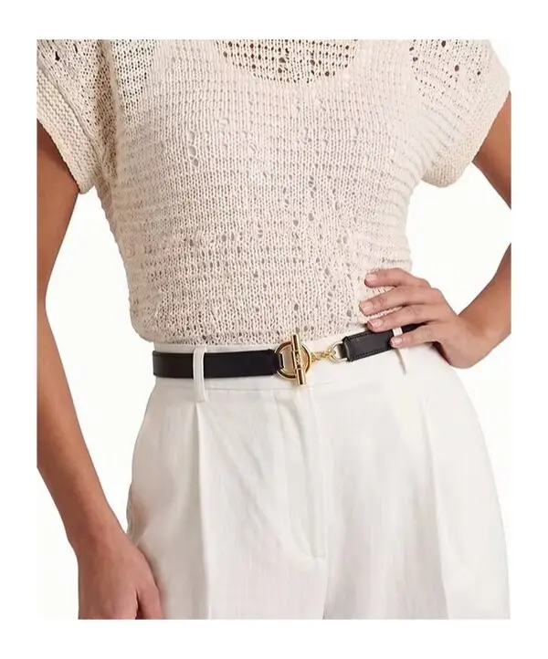 Ralph Lauren Skinny Leather Belt With T-shaped Buckle
