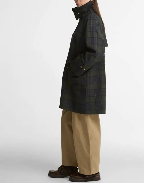 Barbour Plaid Field Coat With Corduroy Collar