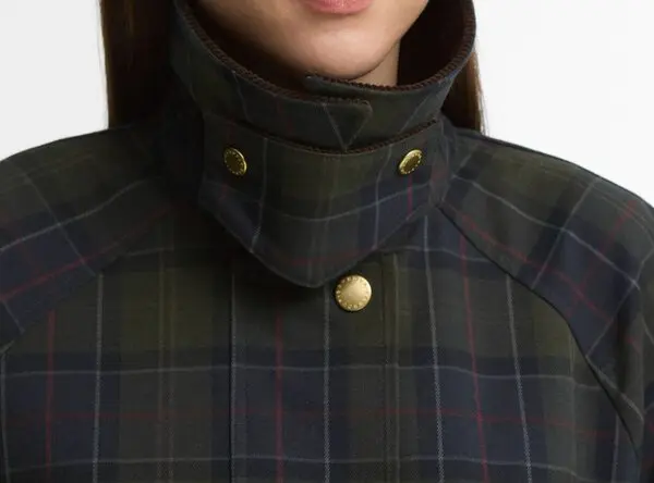 Barbour Plaid Field Coat With Corduroy Collar