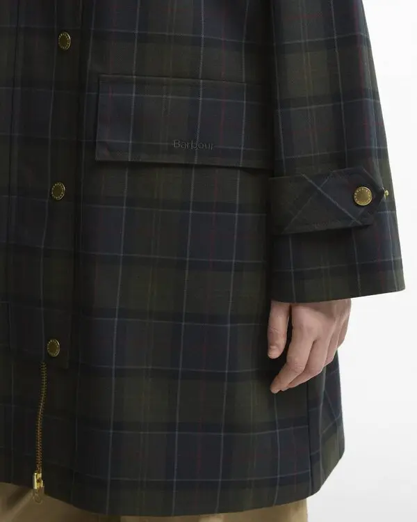Barbour Plaid Field Coat With Corduroy Collar