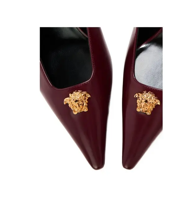 Versace Solid Color Leather Slingbacks