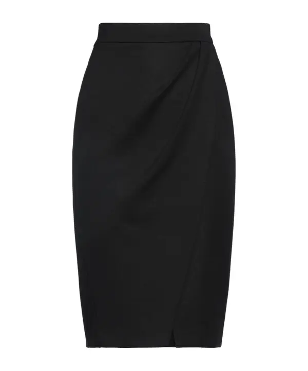 Max Mara Solid Color Elastic Waist Midi Skirt - Black