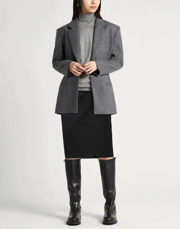 Max Mara Solid Color Elastic Waist Midi Skirt