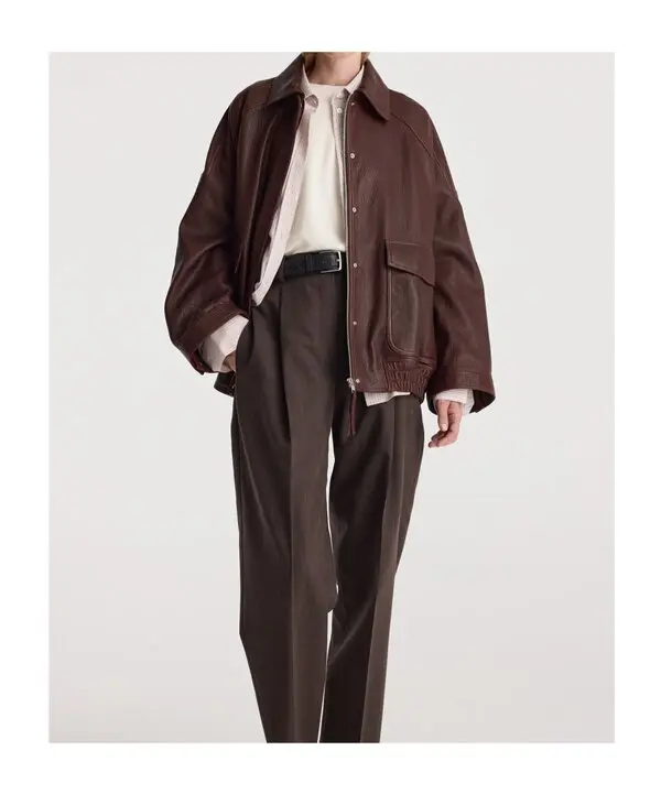 RÓHE Grain Leather Aviator Jacket