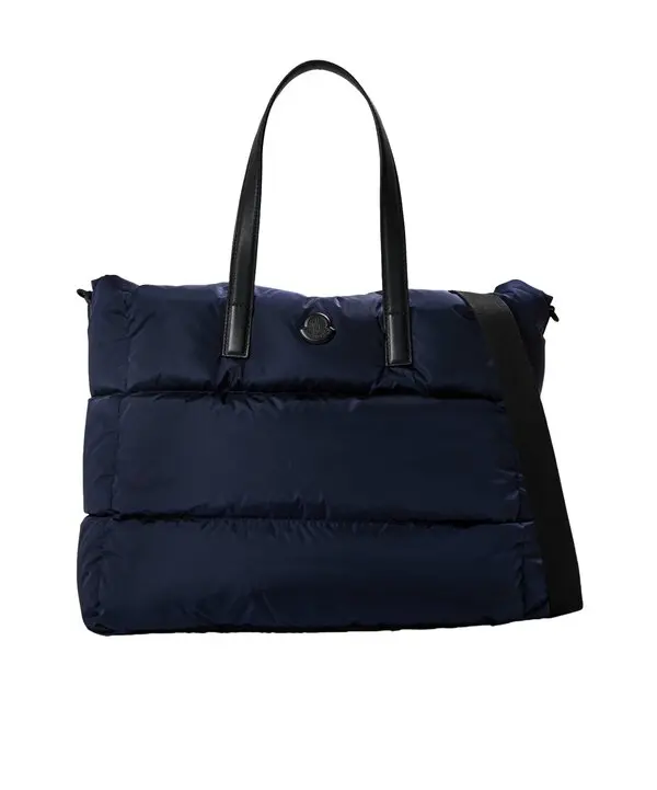 Moncler Quilted Nylon Tote Bag With Logo - Black