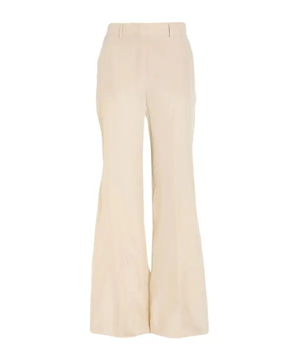 Sportmax Wide-leg Trousers With Crystal Embellishments - Nude