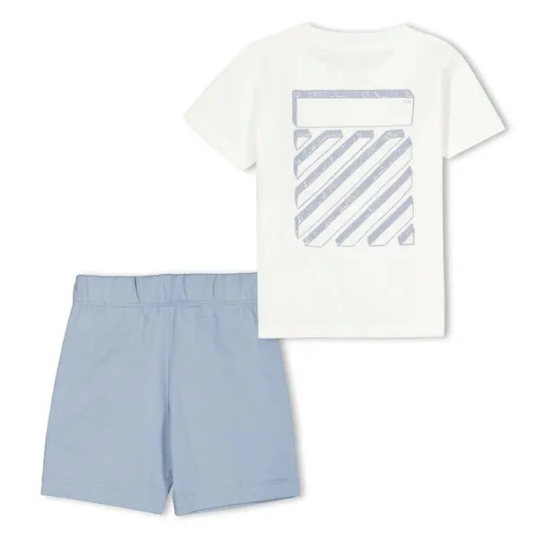 Off-White Whitetshirtandblueshorts Set